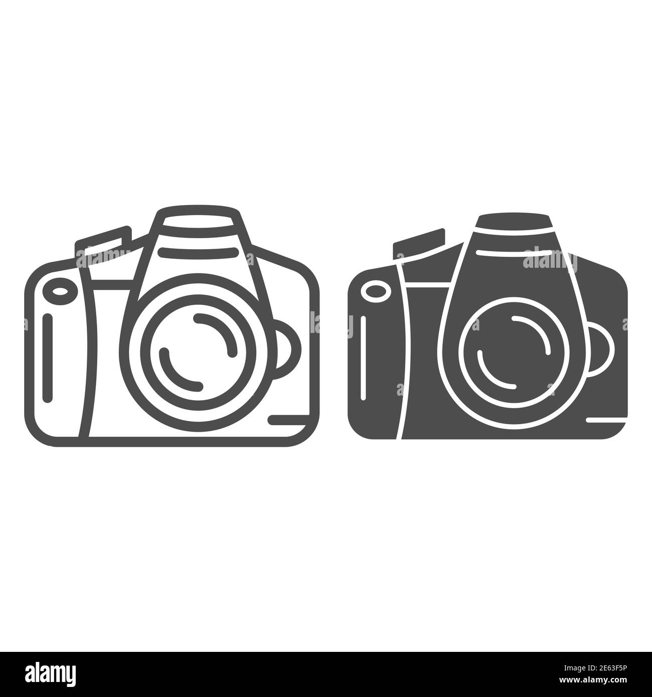 Camera line and solid icon, photography equipment concept, Tourist ...