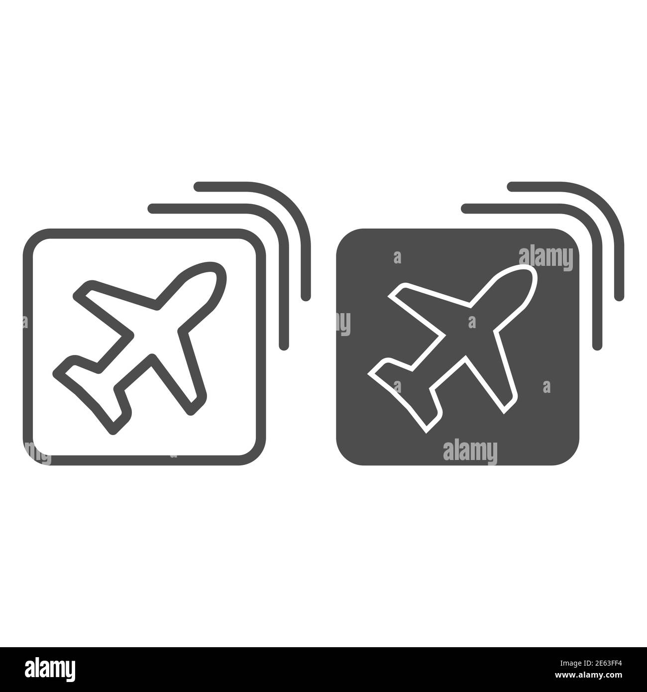 Airline emblem line and solid icon, travel concept, Plane in square ...