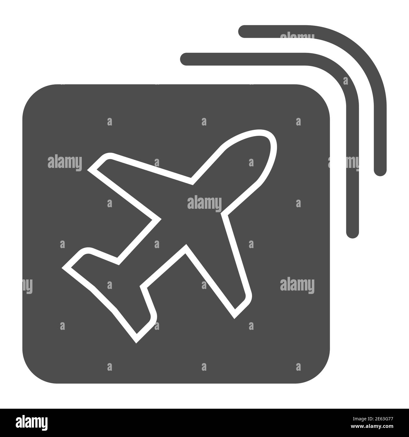Airline emblem solid icon, travel concept, Plane in square shape sign ...