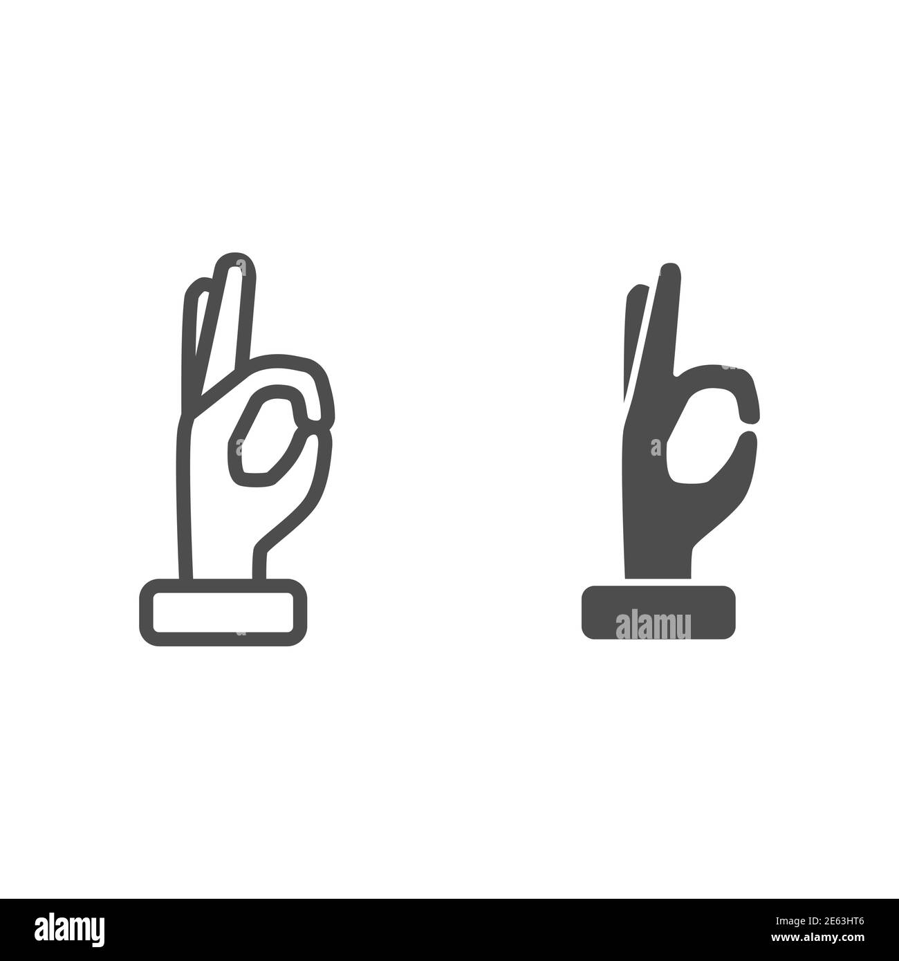 Gesture okay line and solid icon, hand gestures concept, ok hand symbol ...