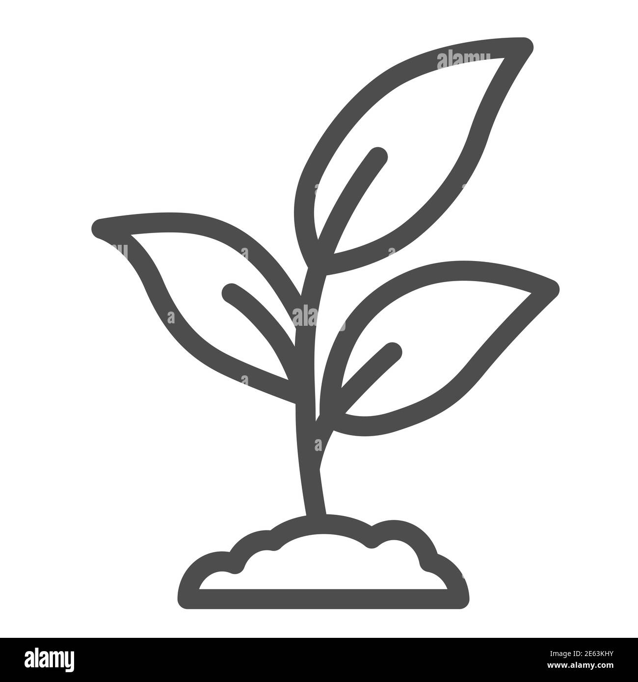 Plant sprouts with three leaves line icon, Gardening concept, Young ...
