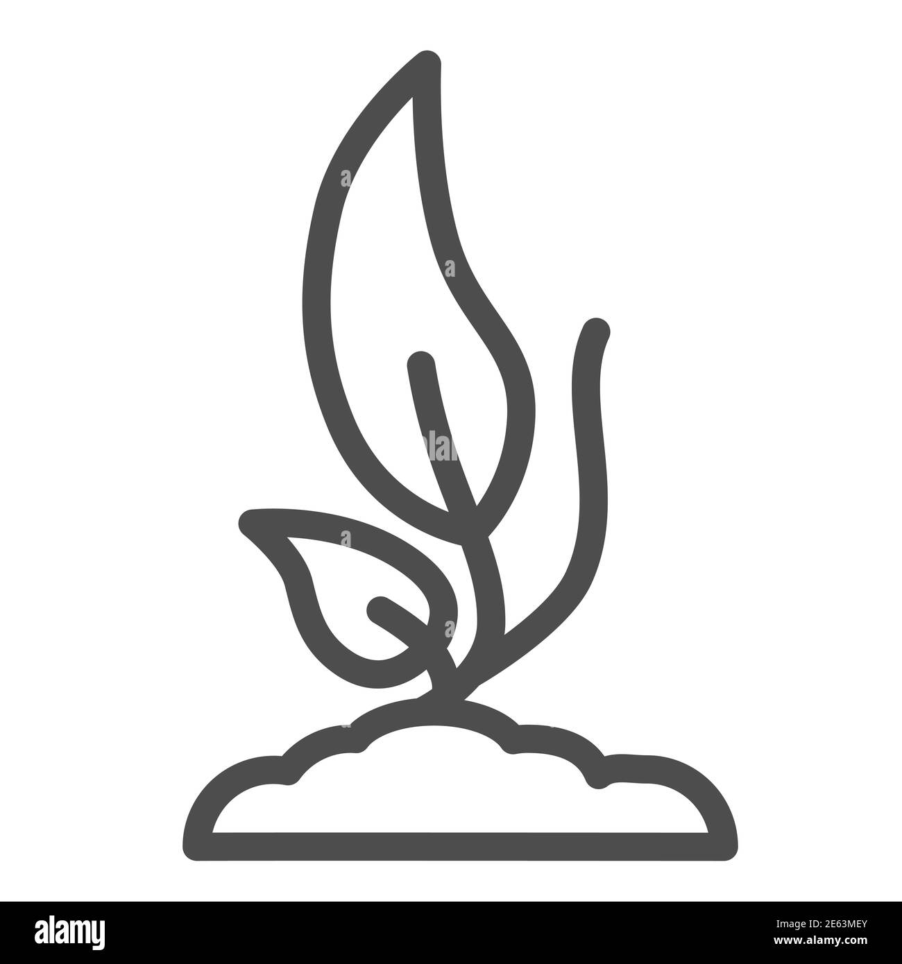 Plant sprouting from ground line icon, ecology concept, seedling ...