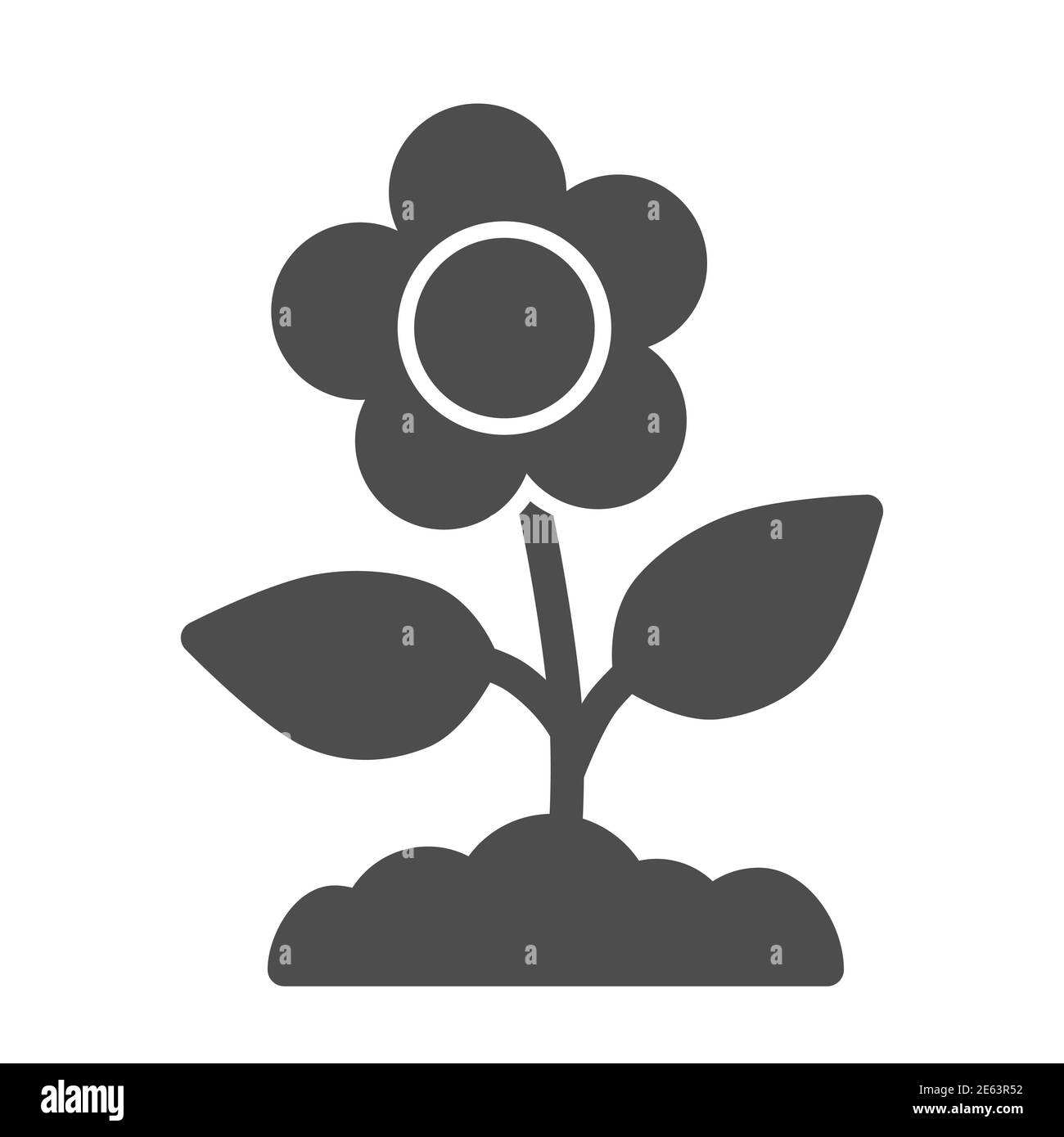 Flower solid icon, floral concept, Spring flower with leaves sign on ...