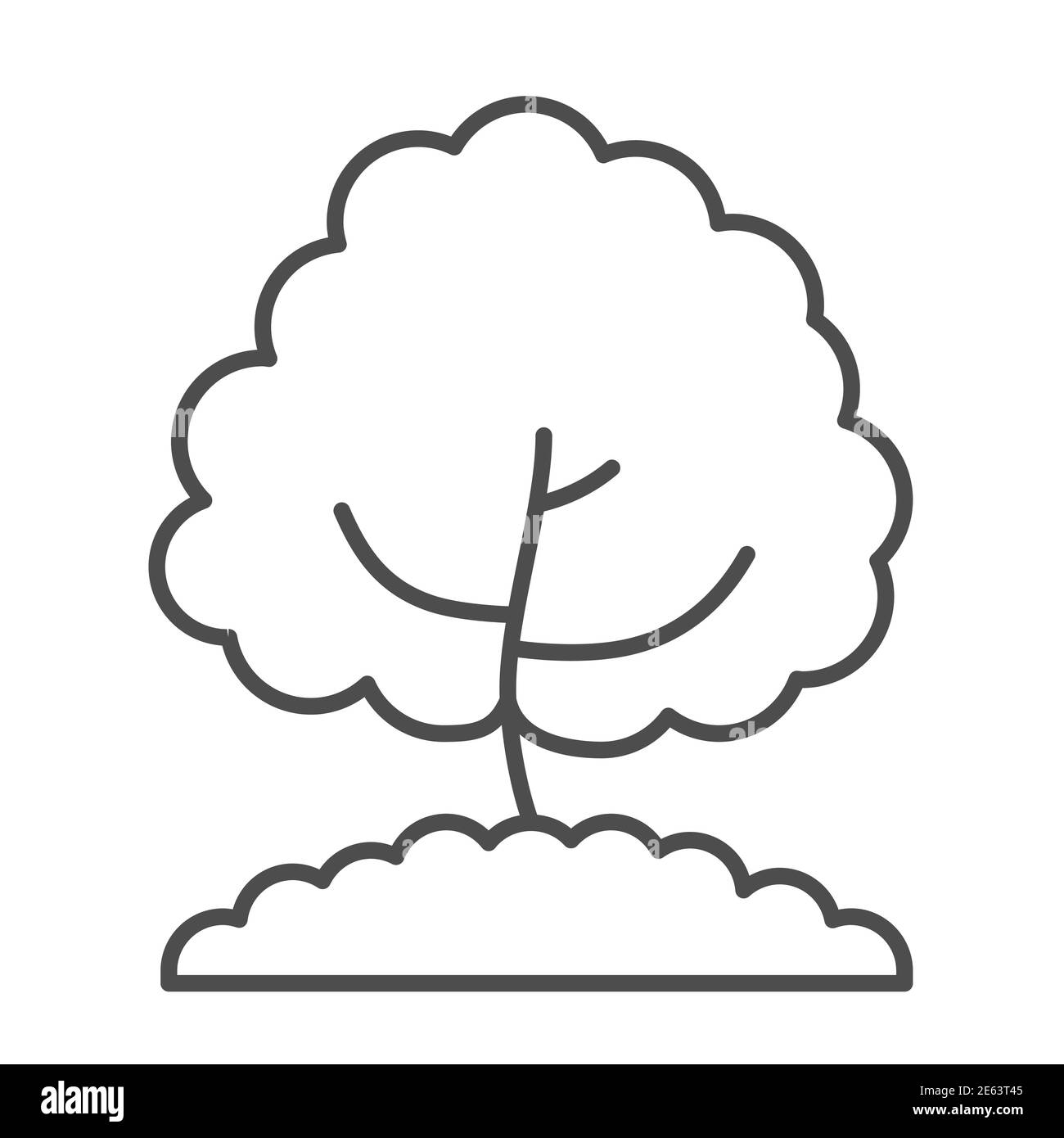 Tree thin line icon, nature concept, Young tree growing in the ground ...
