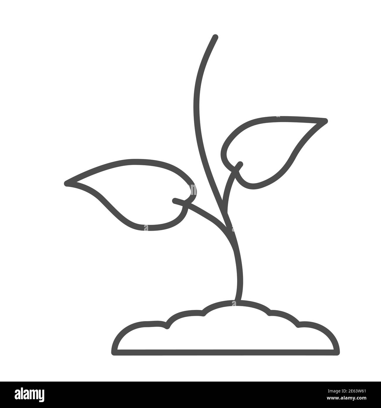 Small sprout with first leaves thin line icon, spring concept, seedling ...