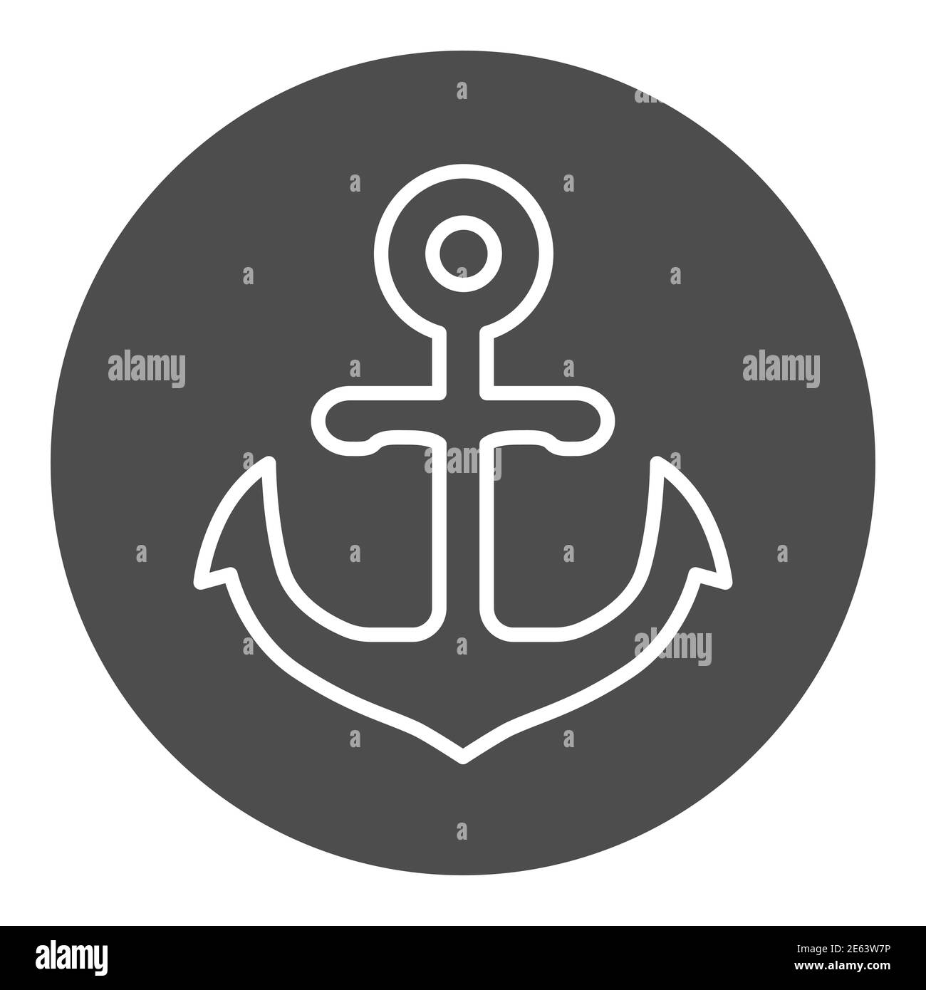 Anchor emblem in round shape solid icon, marine concept, Anchor sign on ...