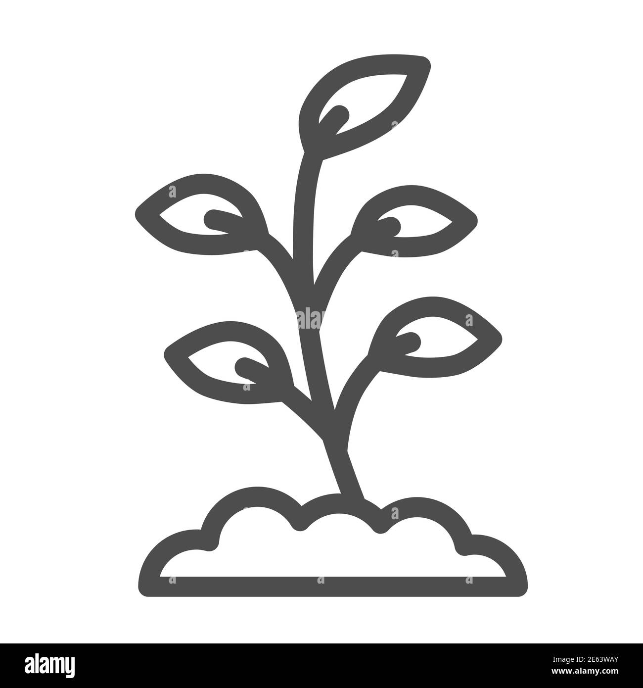 Small sprout with first leaves line icon, spring concept, Sprout sign ...