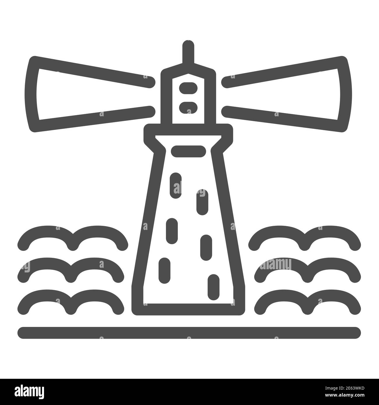 Lighthouse line icon, nautical concept, beach signal beacon sign on ...
