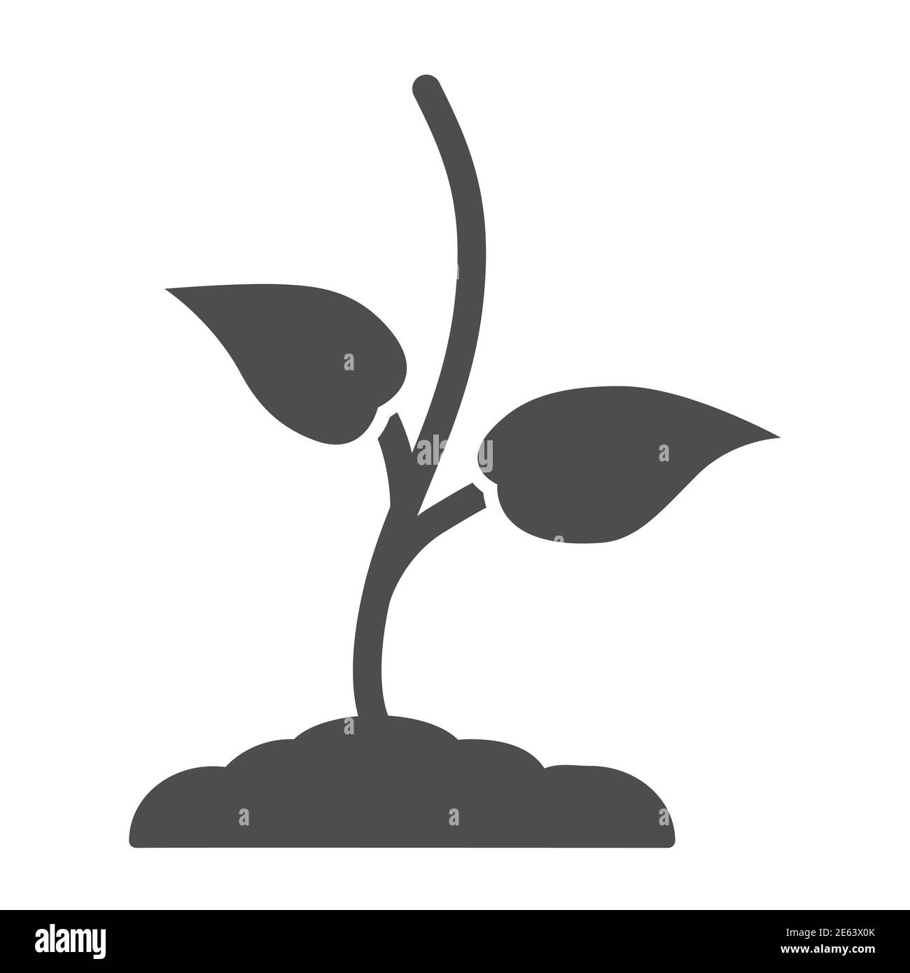 Small sprout with first leaves solid icon, spring concept, seedling ...
