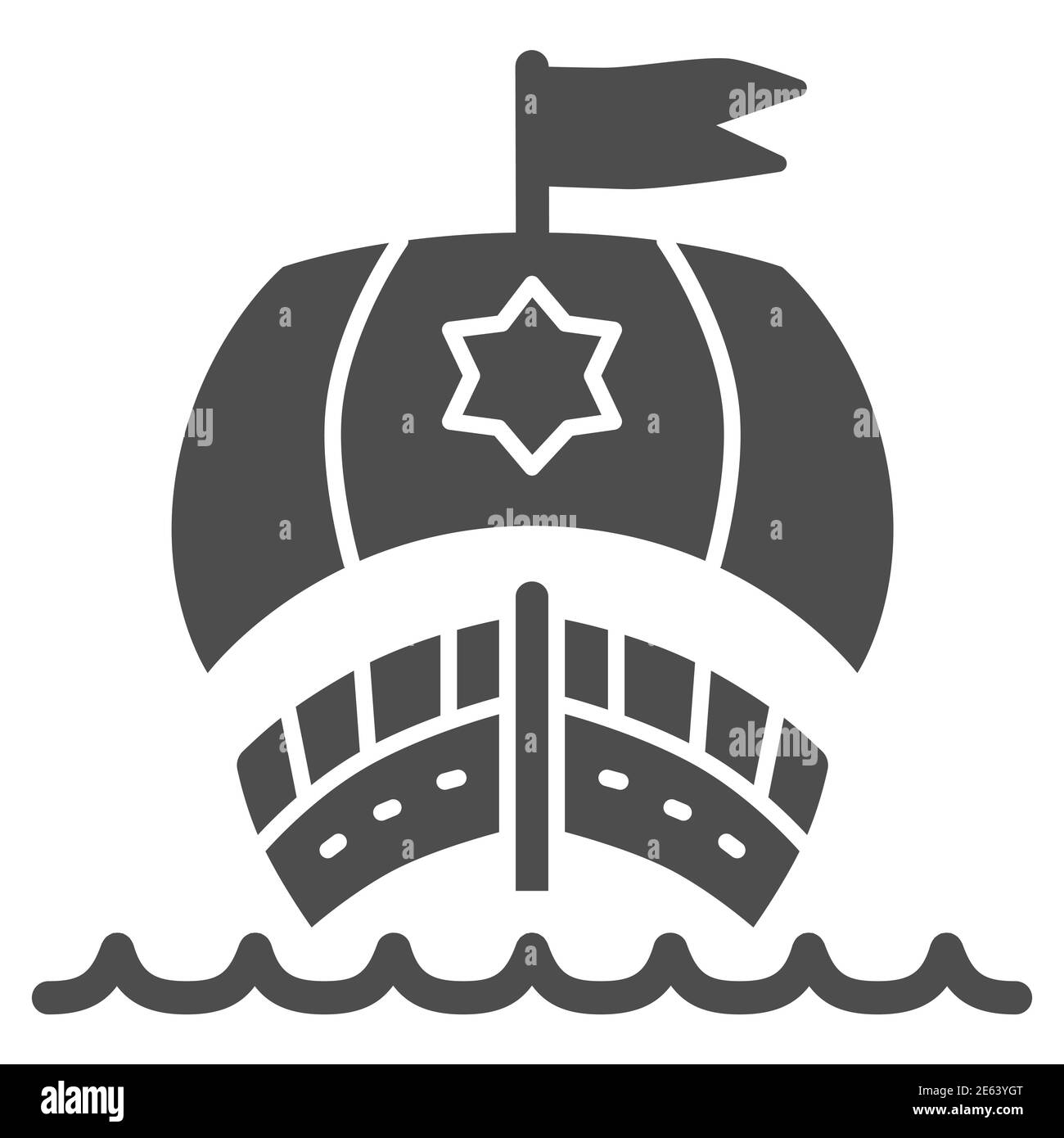 Sailboat in ocean solid icon, nautical concept, Sailing ship sign on ...