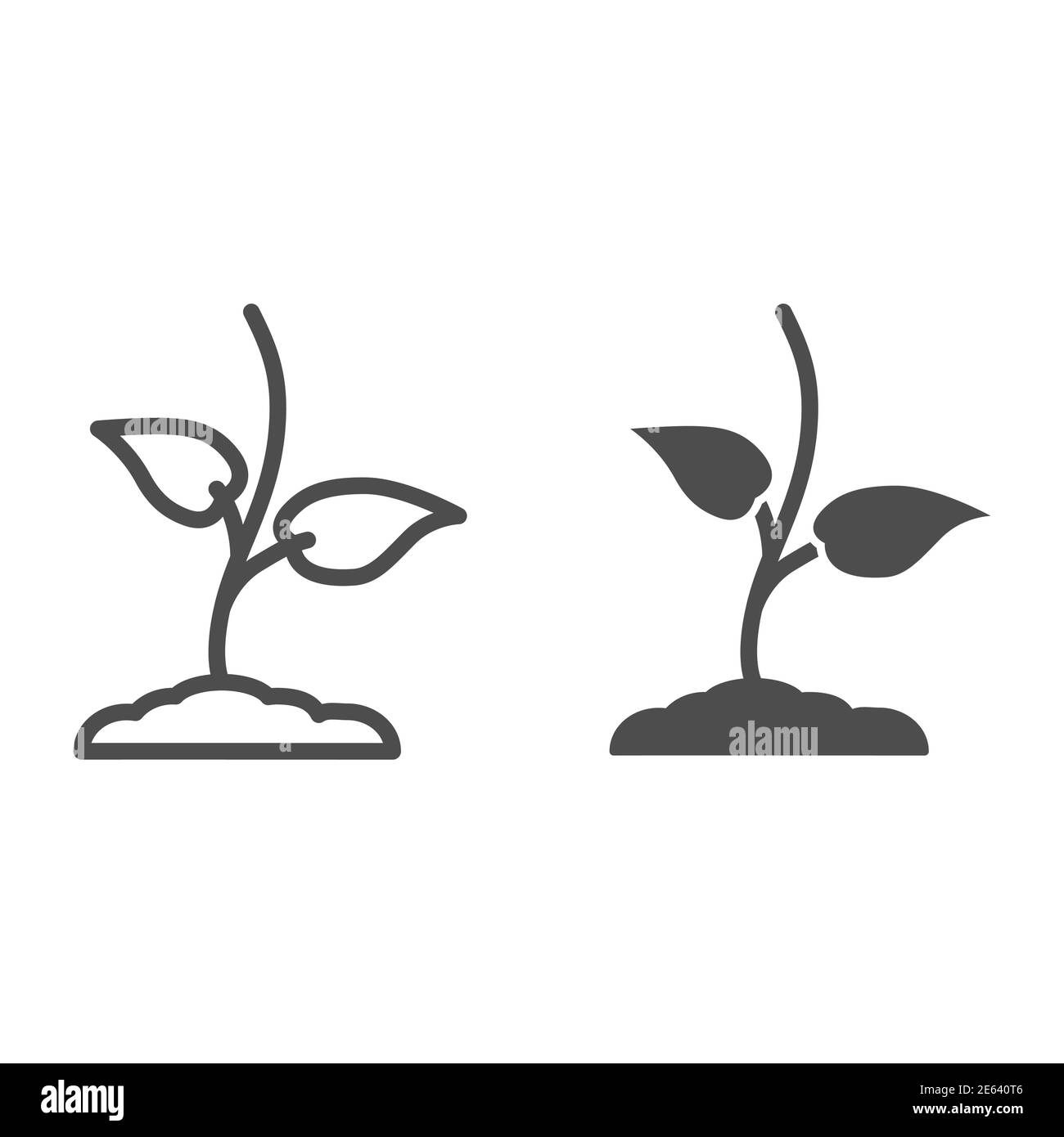 Small sprout with first leaves line and solid icon, spring concept ...