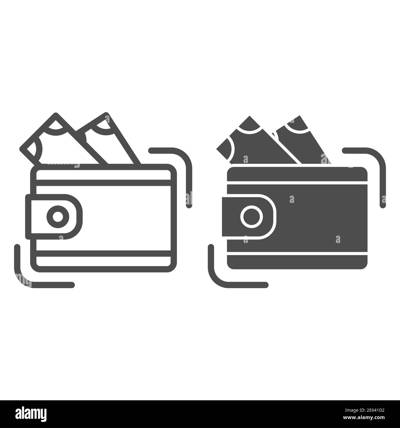 Wallet with money line and solid icon, business concept, Purse with ...