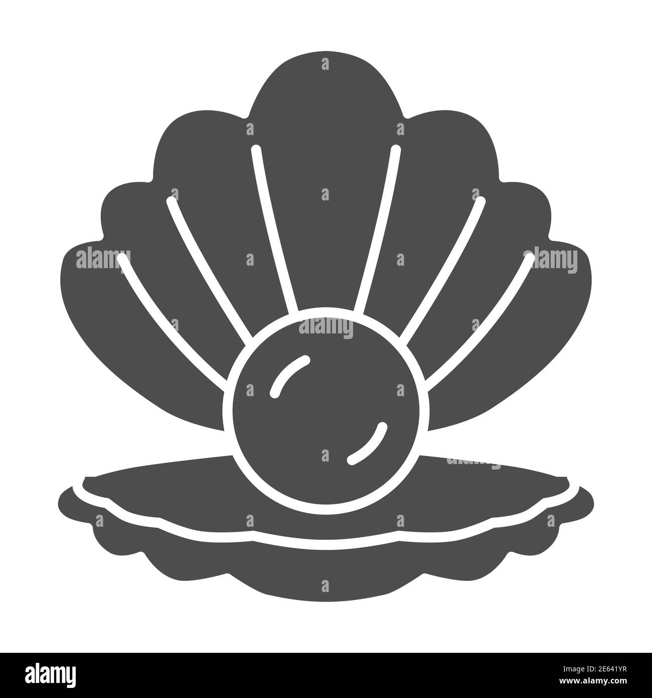 Shell with pearl solid icon, nautical concept, Seashell sign on white ...