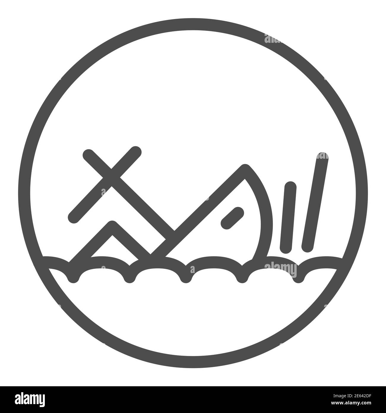 Shipwreck Line Icon Marine Concept Sinking Ship Sign On White