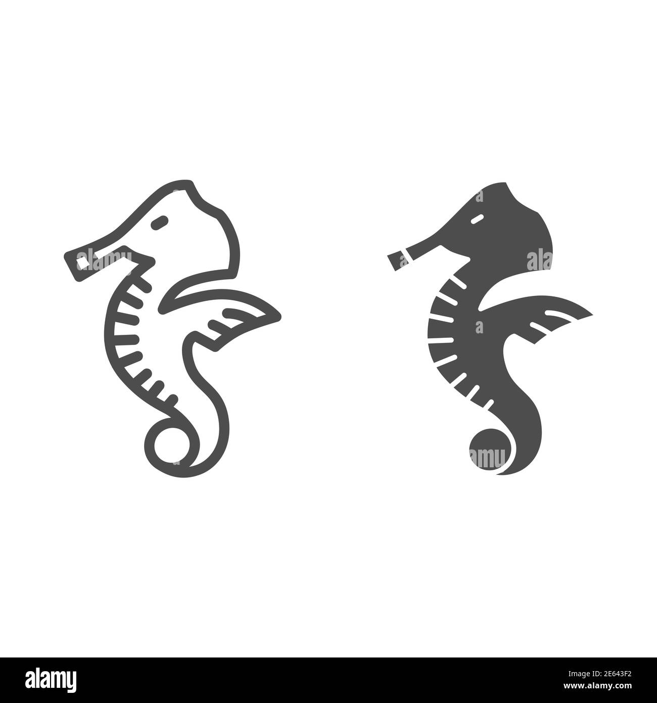 Seahorse line and solid icon, ocean life concept, Sea horse sign on ...