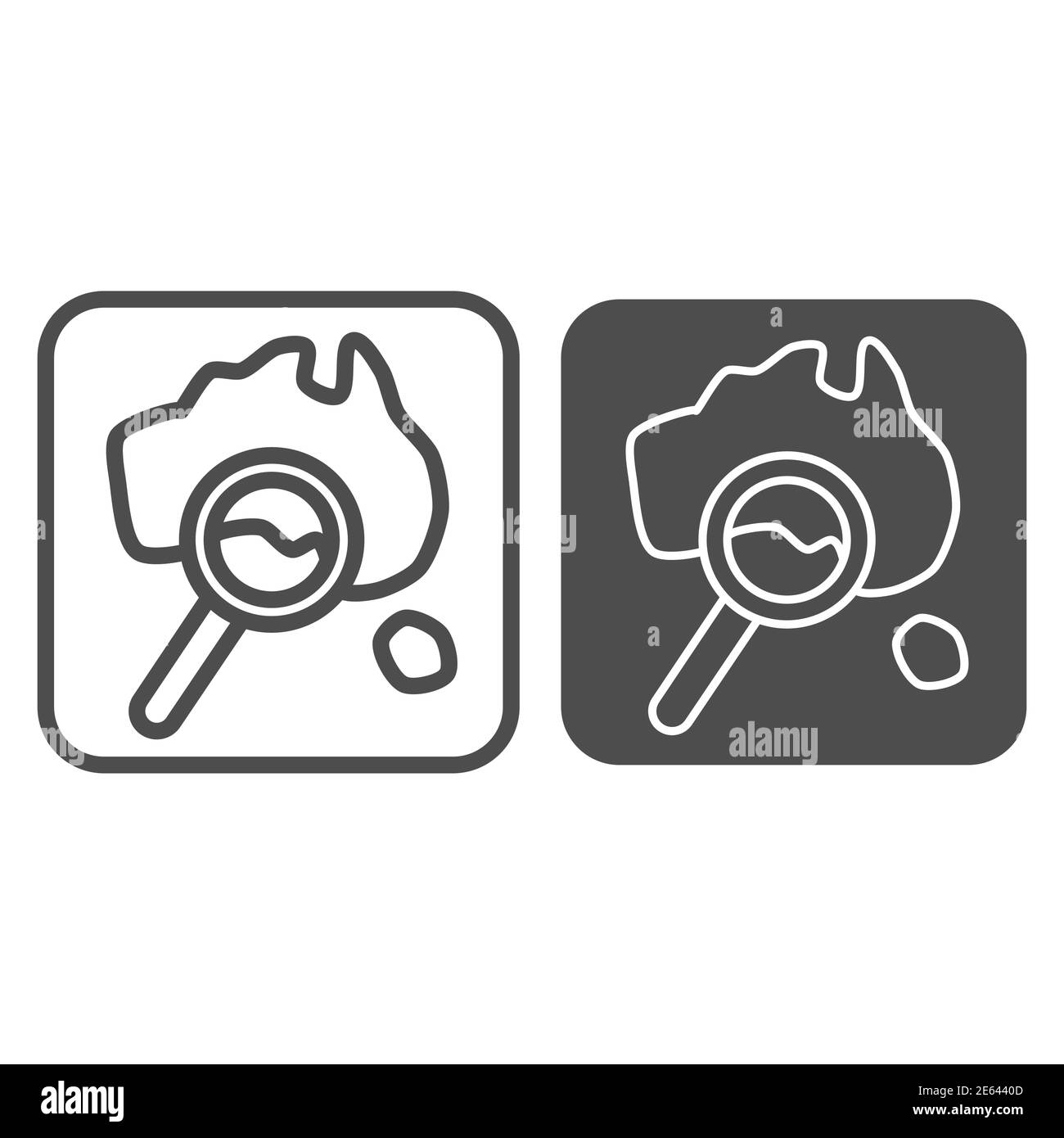 Map and magnifier line and solid icon, Travel concept, World map with ...