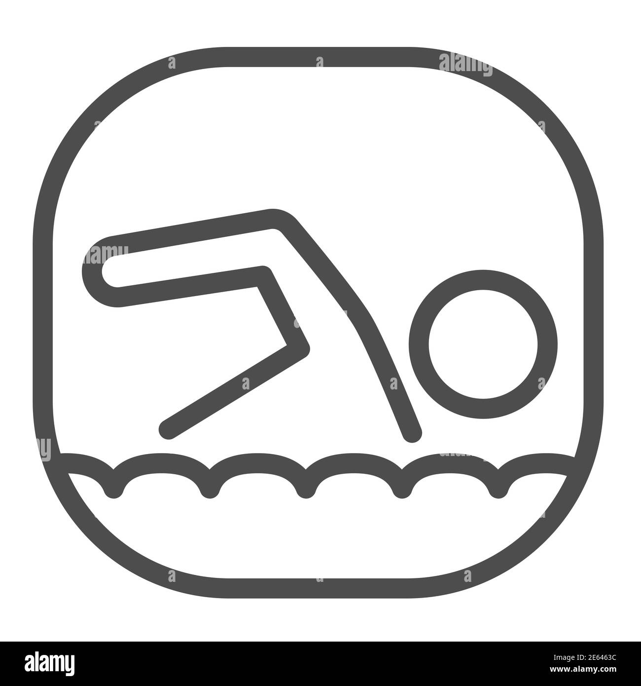 Swimmer line icon, nautical concept, Man swims in sea sign on white ...