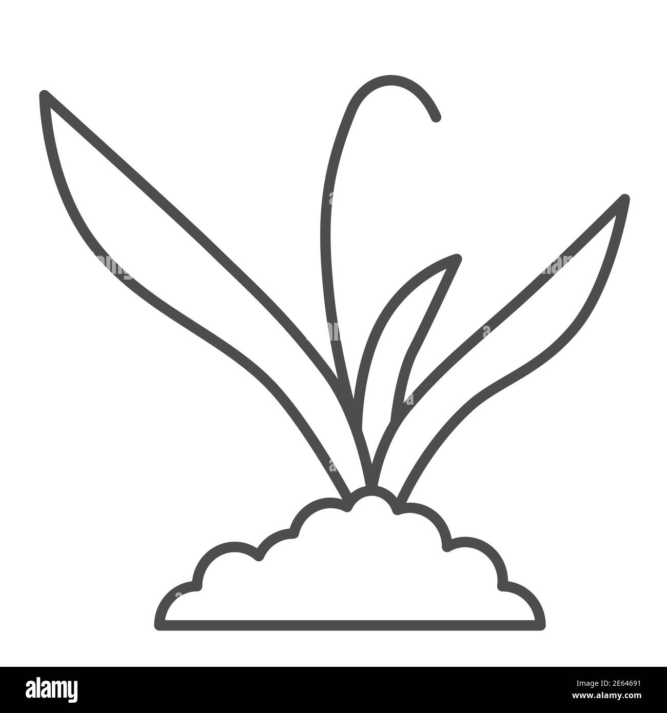 Plant sprouts in soil thin line icon, Gardening concept, Sprout grows ...