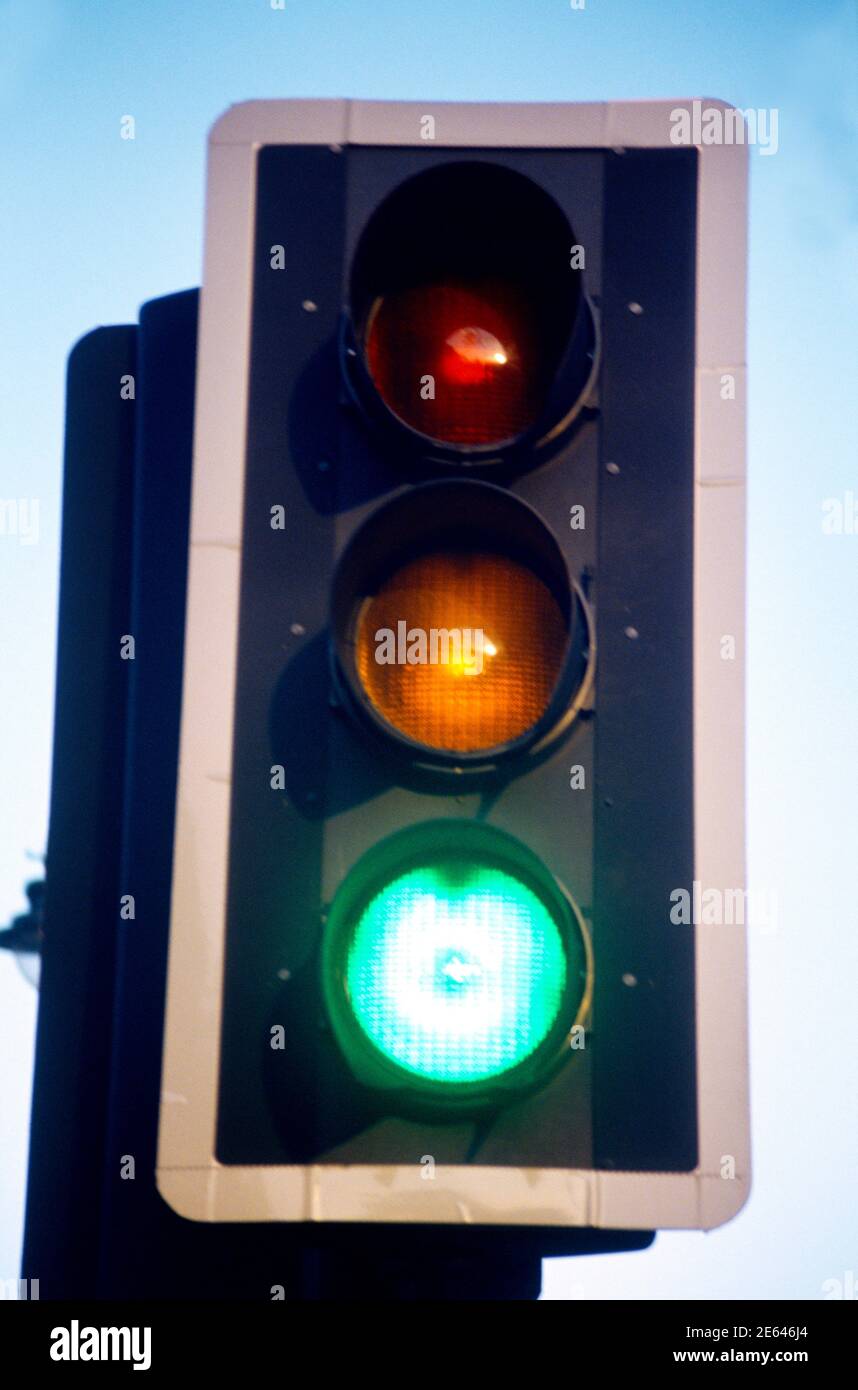 Traffic Lights Showing Green Epsom Surrey England Stock Photo - Alamy