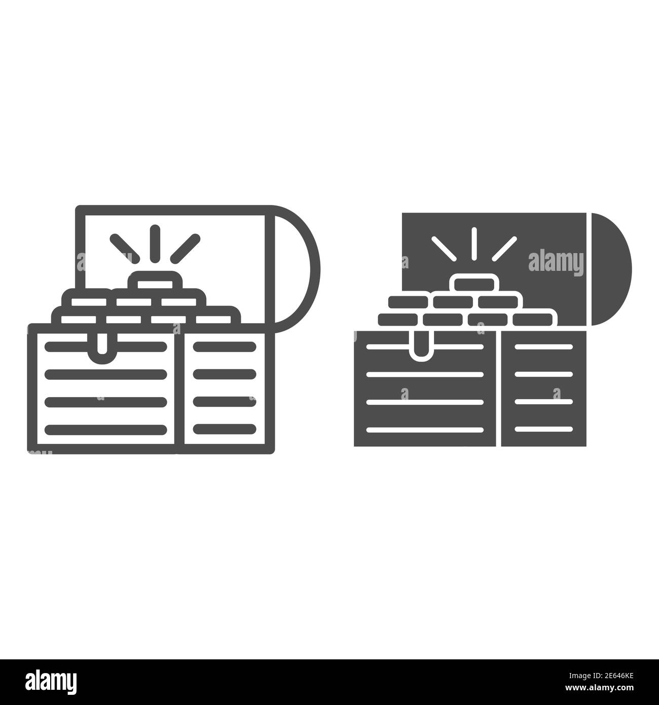 Treasure chest line and solid icon, wealth concept, Opened pirates ...