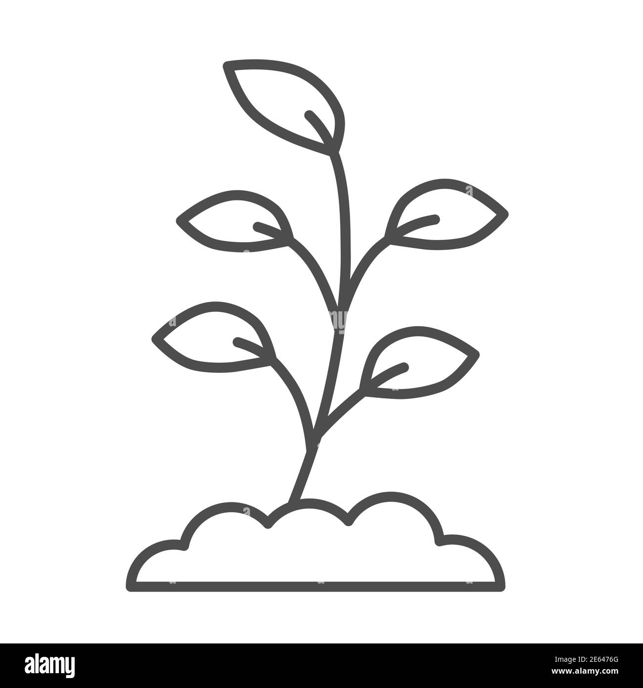 Small sprout with first leaves thin line icon, spring concept, Sprout ...