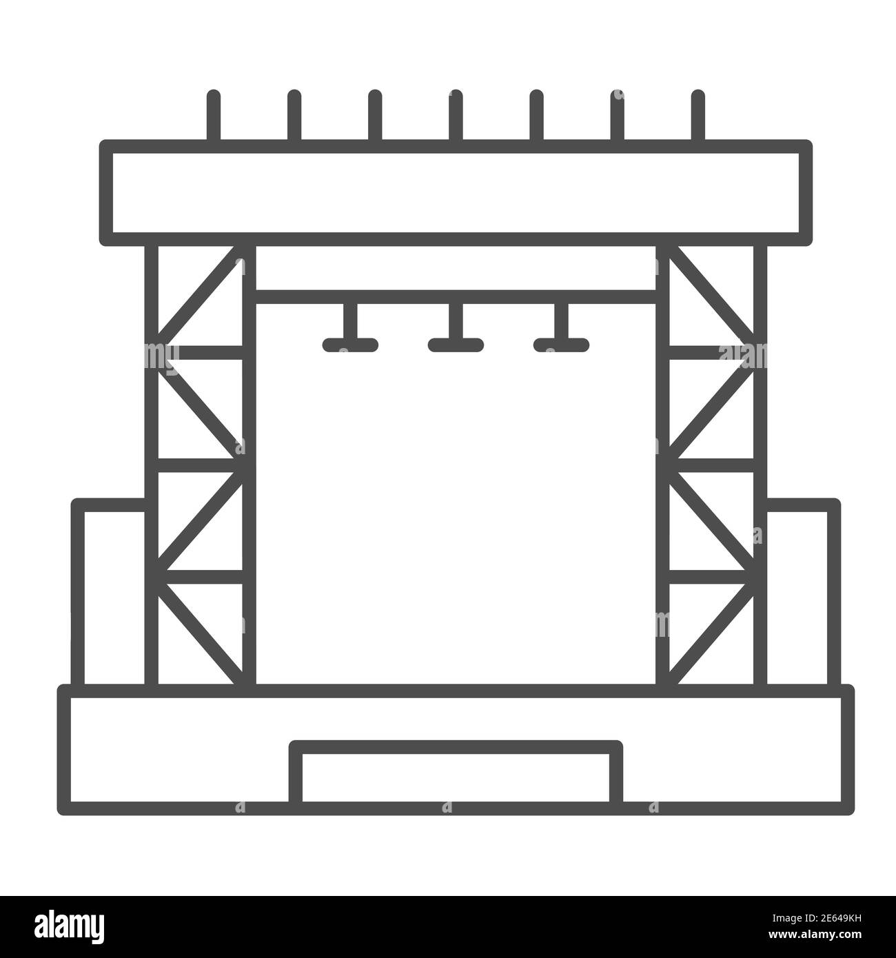Outdoor concert stage thin line icon, Music festival concept, scene ...