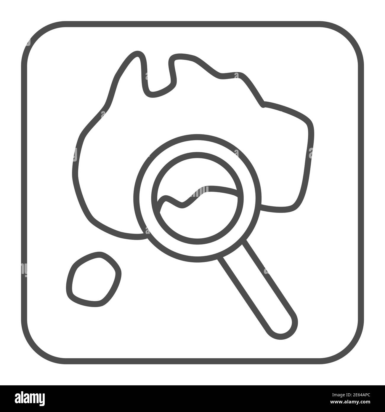 Map and magnifier thin line icon, Travel concept, World map with ...