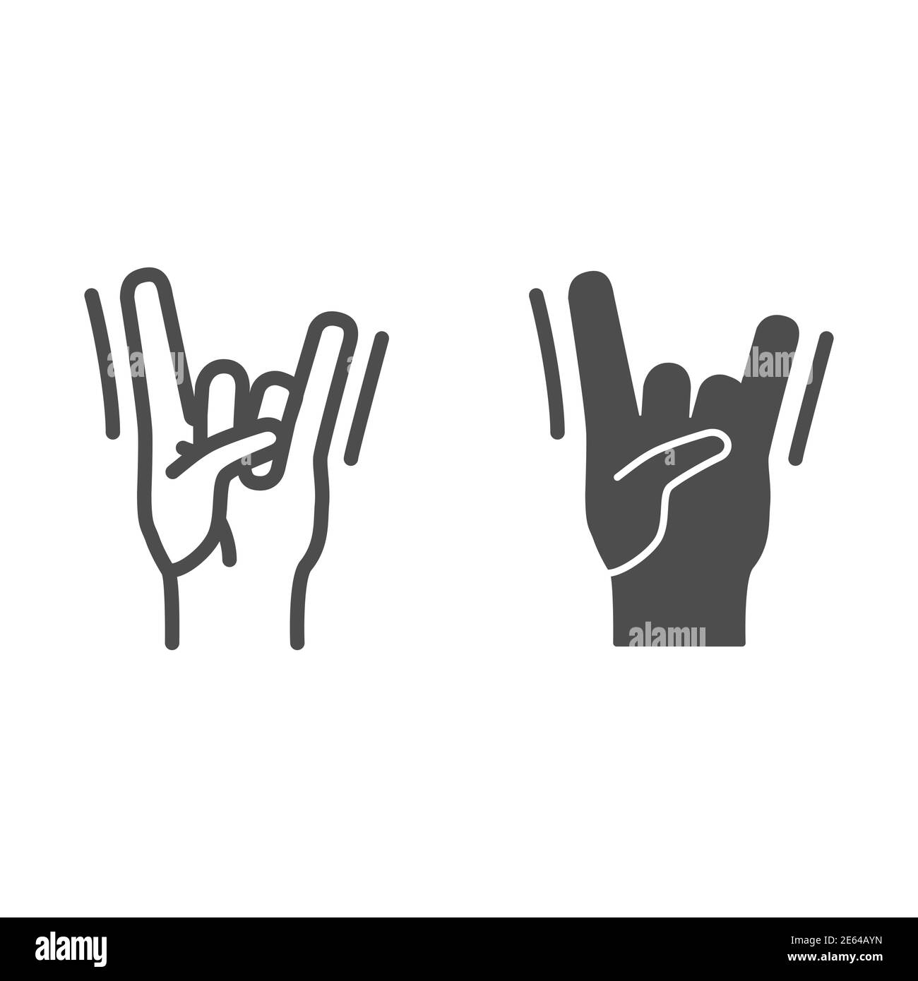 Rock hand gesture line and solid icon, Music festival concept, rock and ...