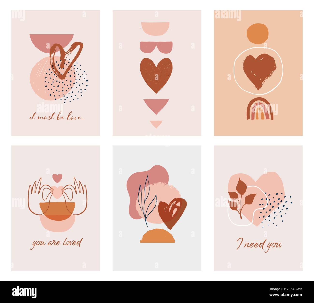 Bohemian, Boho Valentines day illustrations, hand drawn artwork in ...