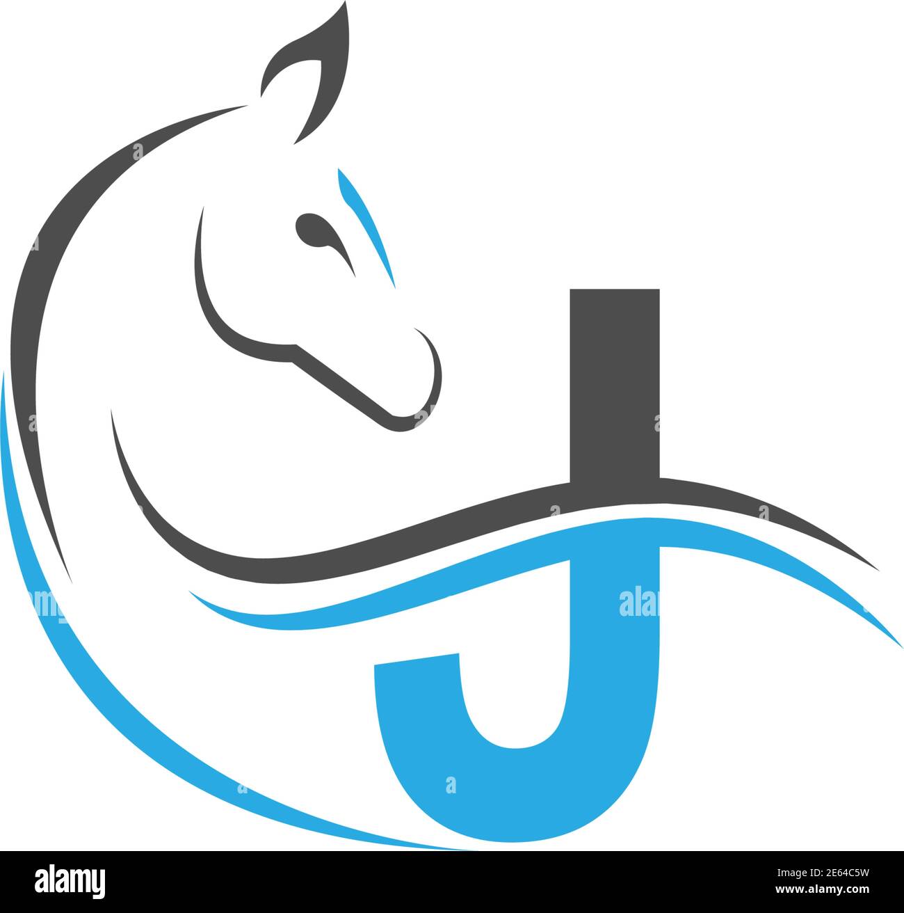 Letter J icon logo with horse illustration design vector Stock Vector ...