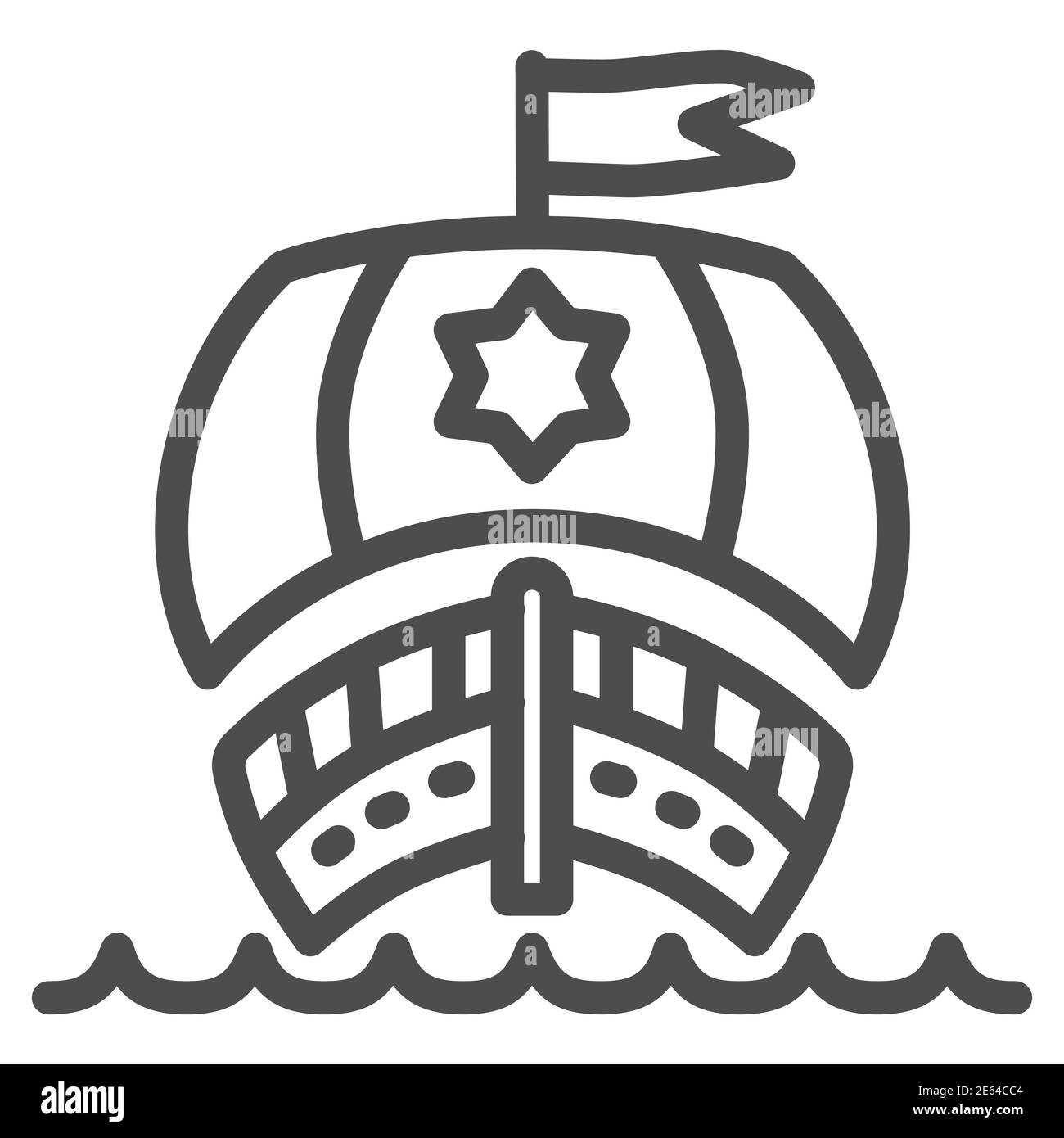 Sailboat in ocean line icon, nautical concept, Sailing ship sign on ...