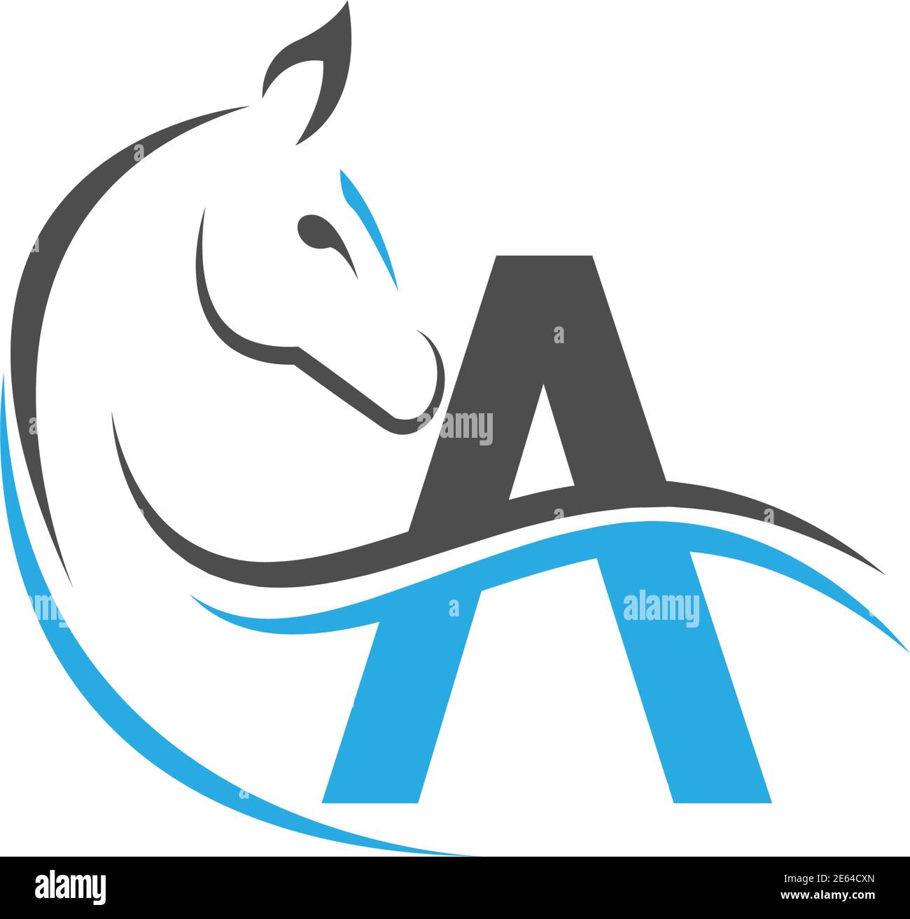Letter A icon logo with horse illustration design vector Stock Vector ...