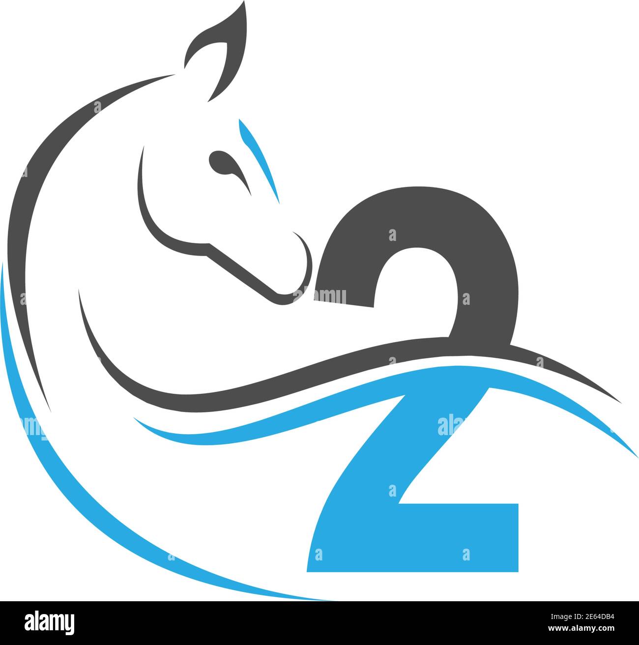 Number 2 icon logo with horse illustration design vector Stock Vector ...
