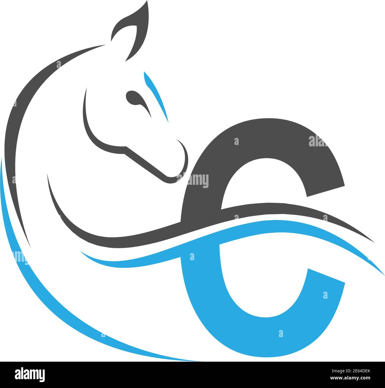 Letter C icon logo with horse illustration design vector Stock Vector ...