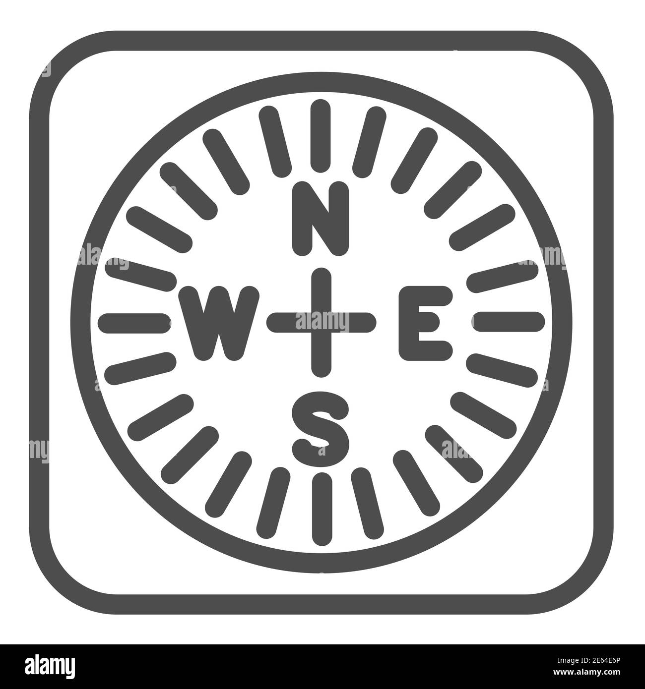 Compass line icon, nautical concept, mariner compass sign on white ...