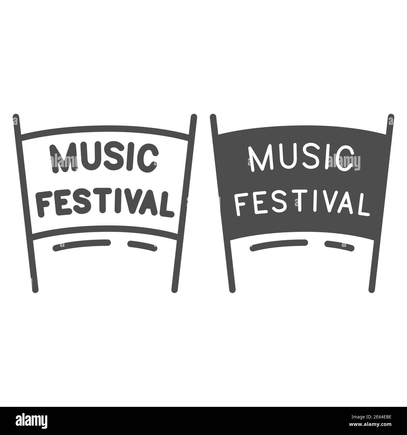 Music festival poster line and solid icon, festival concept, placard ...