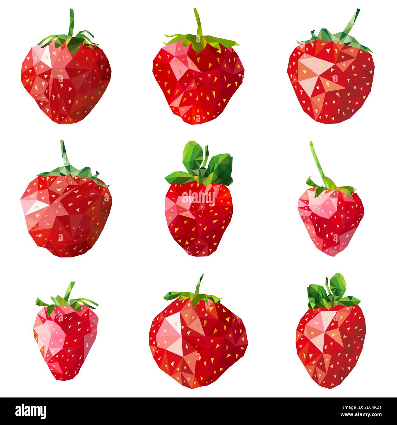 Strawberry Low Poly Set Stock Vector Image & Art - Alamy