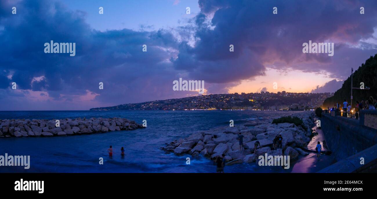Naples, summer nightswimming Stock Photo - Alamy