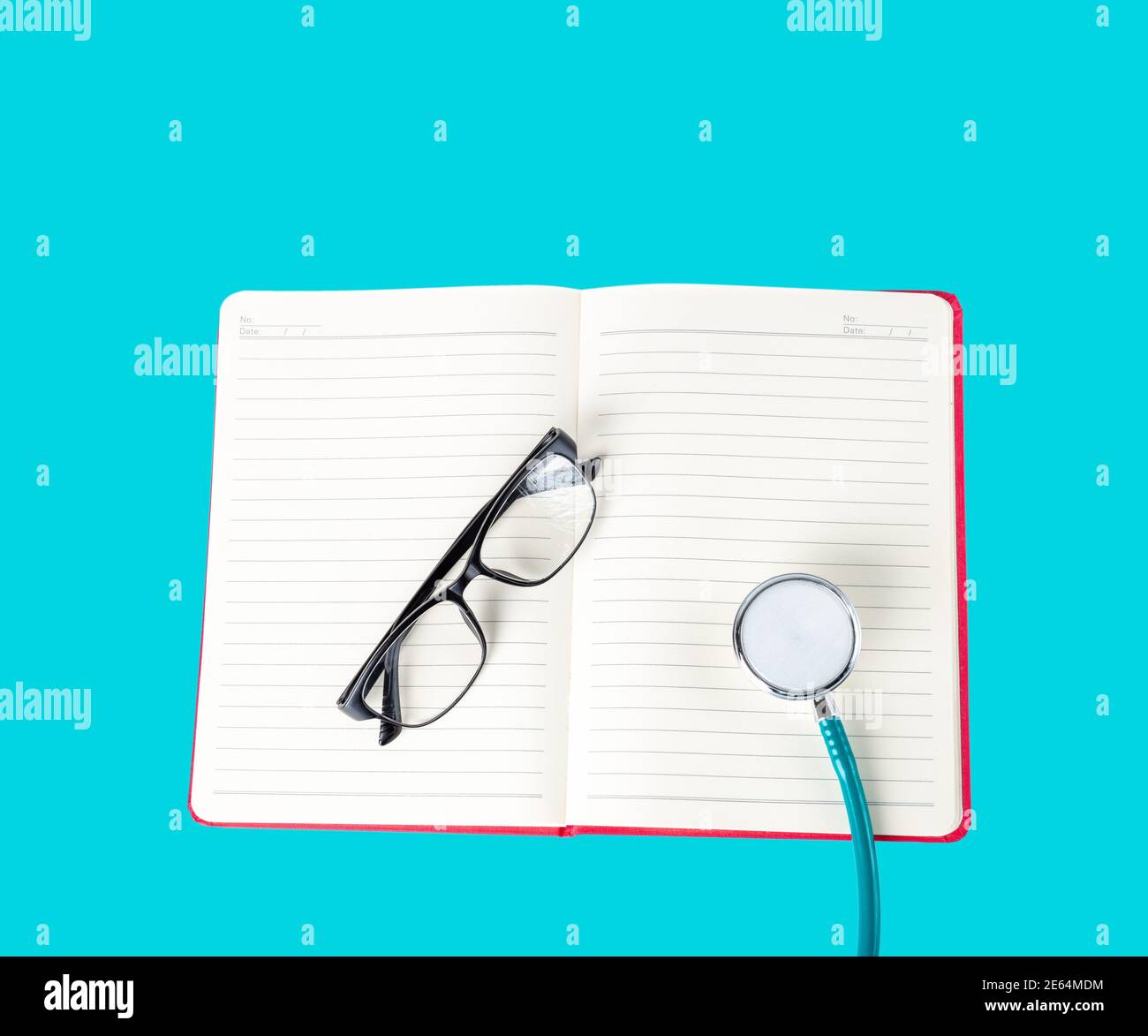Doctor's tools on cyan background, Medical, health care concept Stock ...