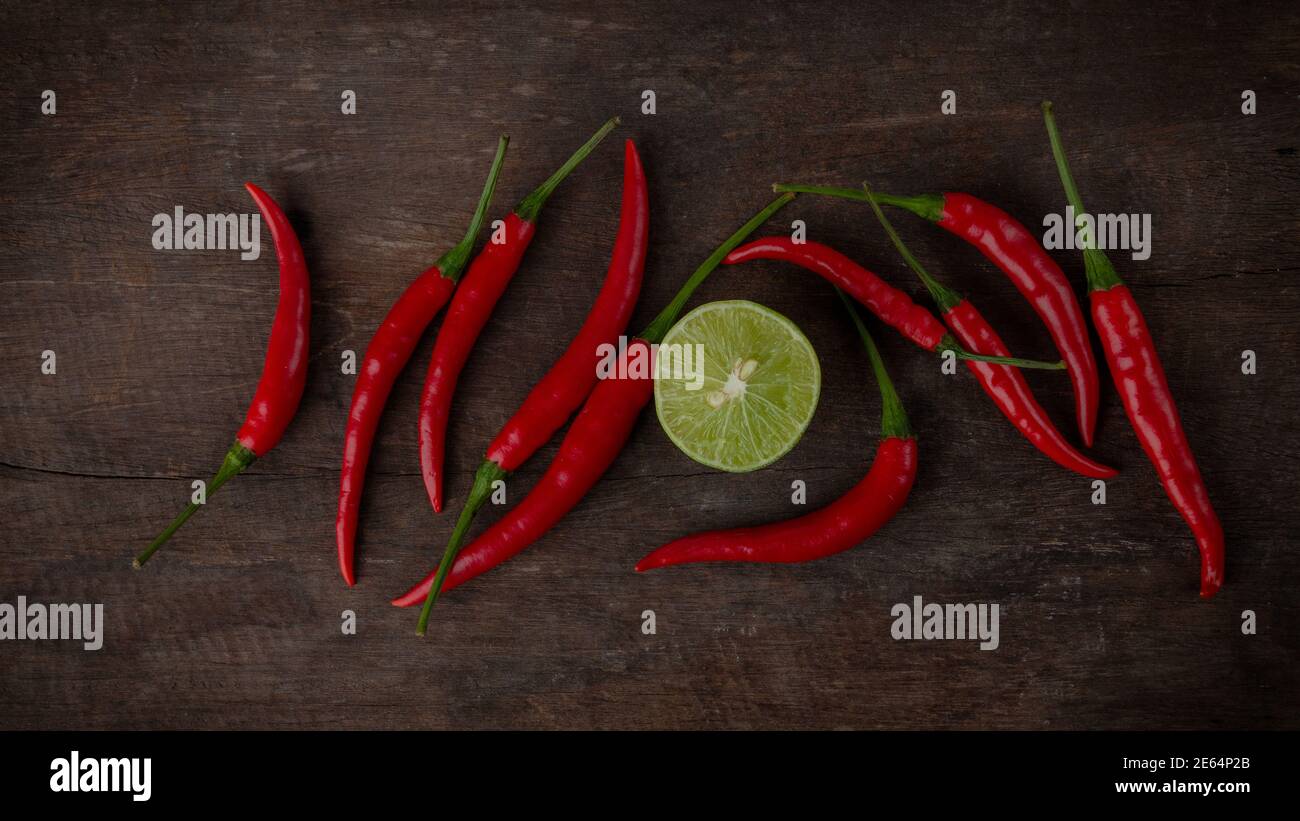 Red chilli and lemon For cooking Thai food Stock Photo - Alamy