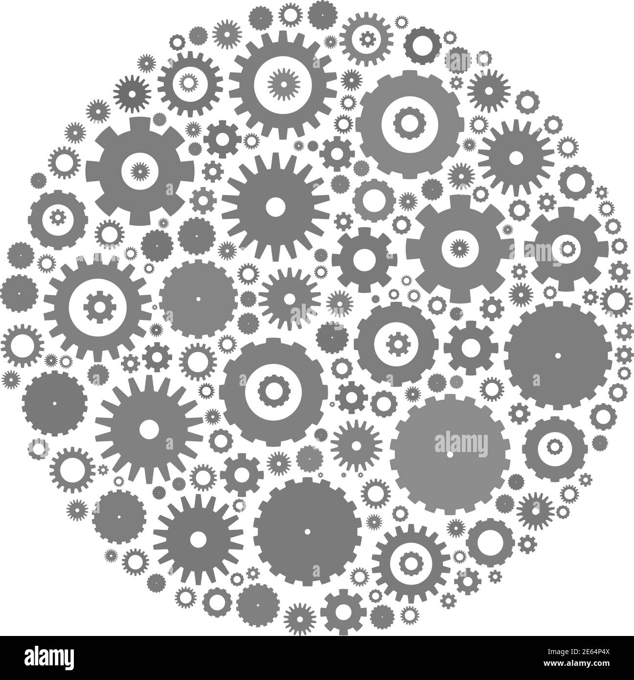 Cog wheels arranged in circle shape. Grey abstract vector illustration ...