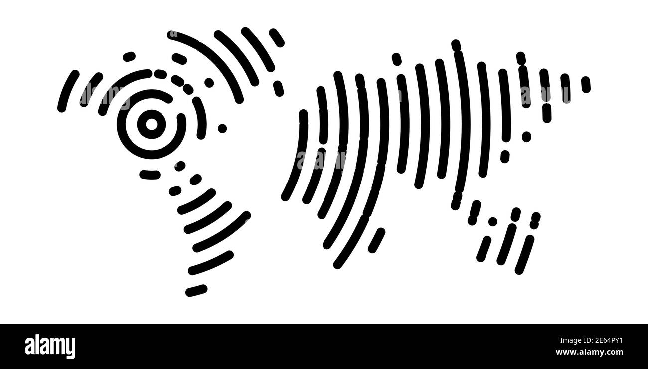 World map modern design. Pattern of black concentric circle stripes ...