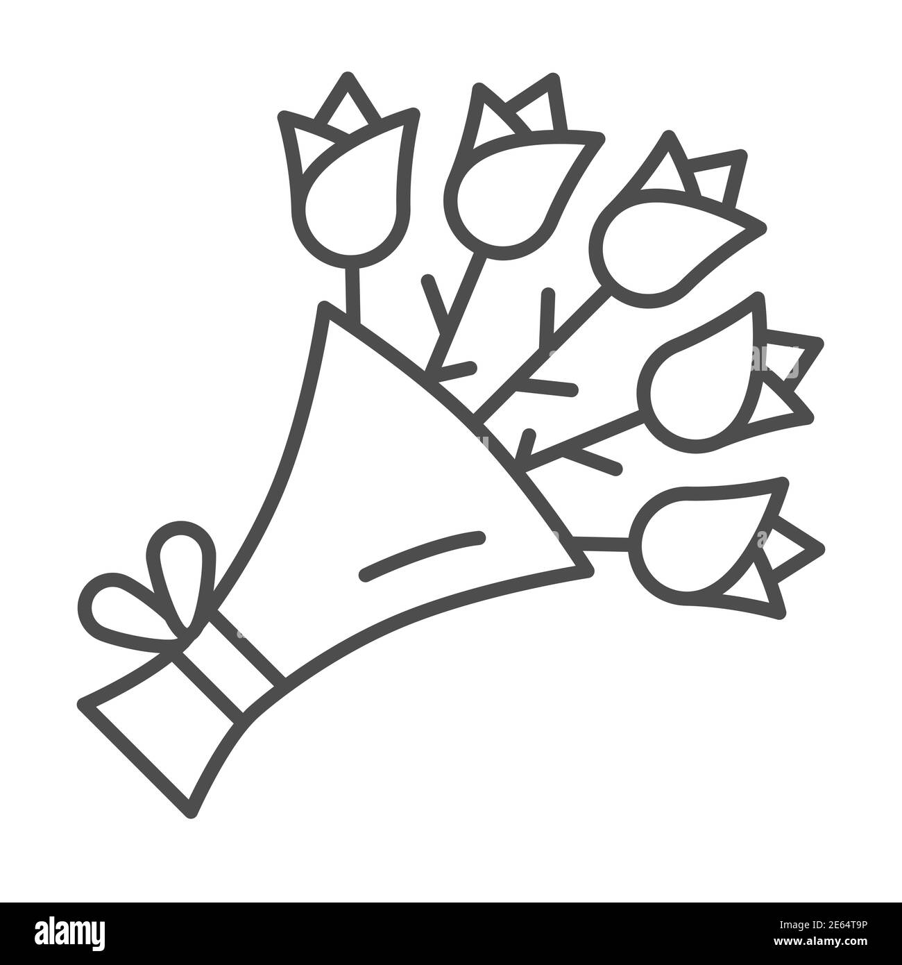 Bouquet of flowers thin line icon, floral concept, Flowers Bunch sign ...