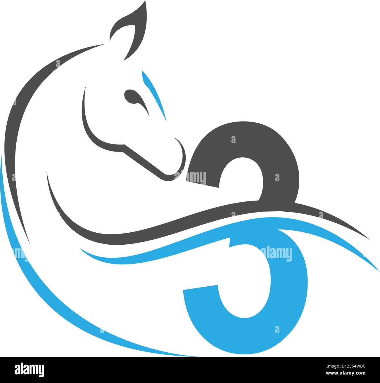 Number 3 icon logo with horse illustration design vector Stock Vector ...