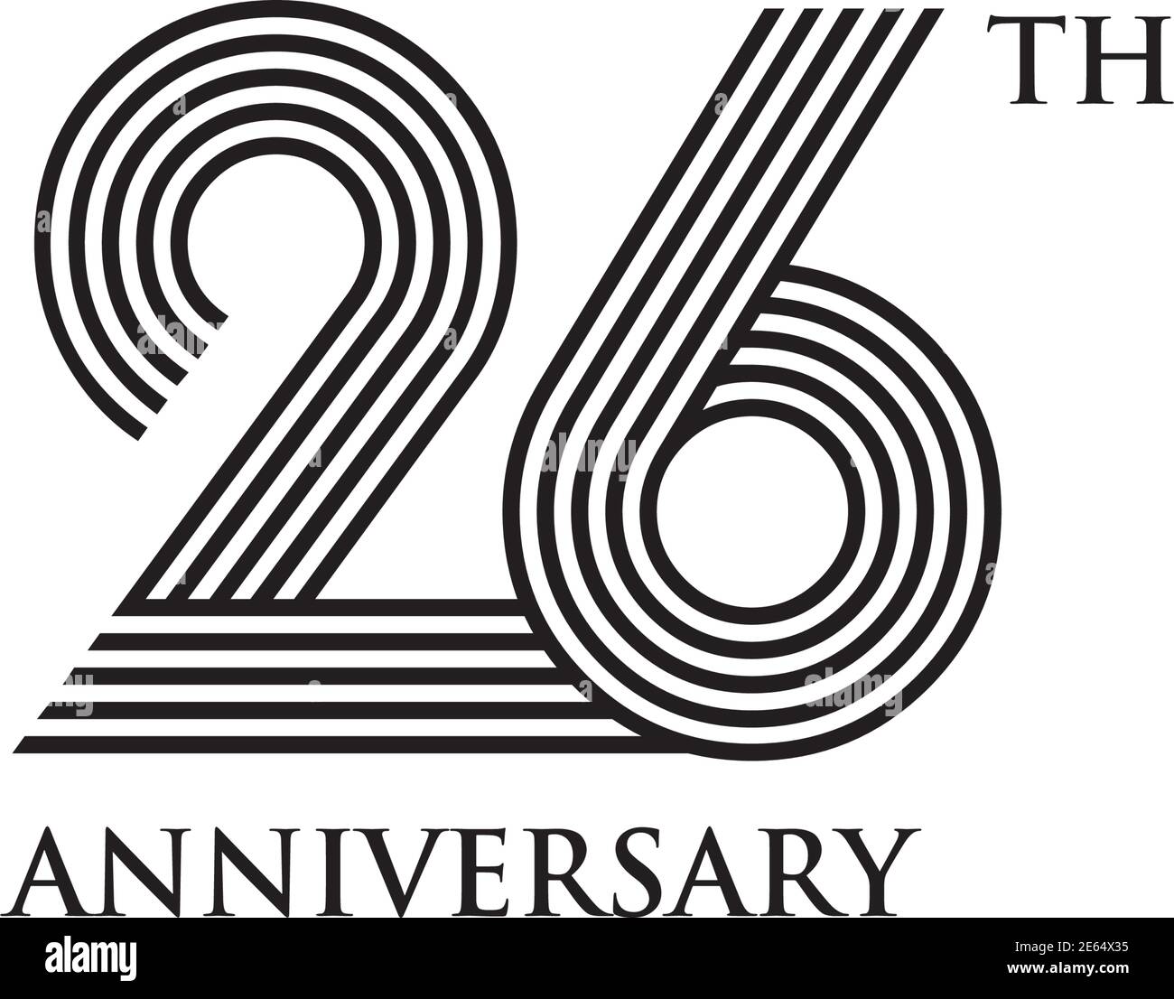 26th year anniversary emblem logo design vector template Stock Vector ...