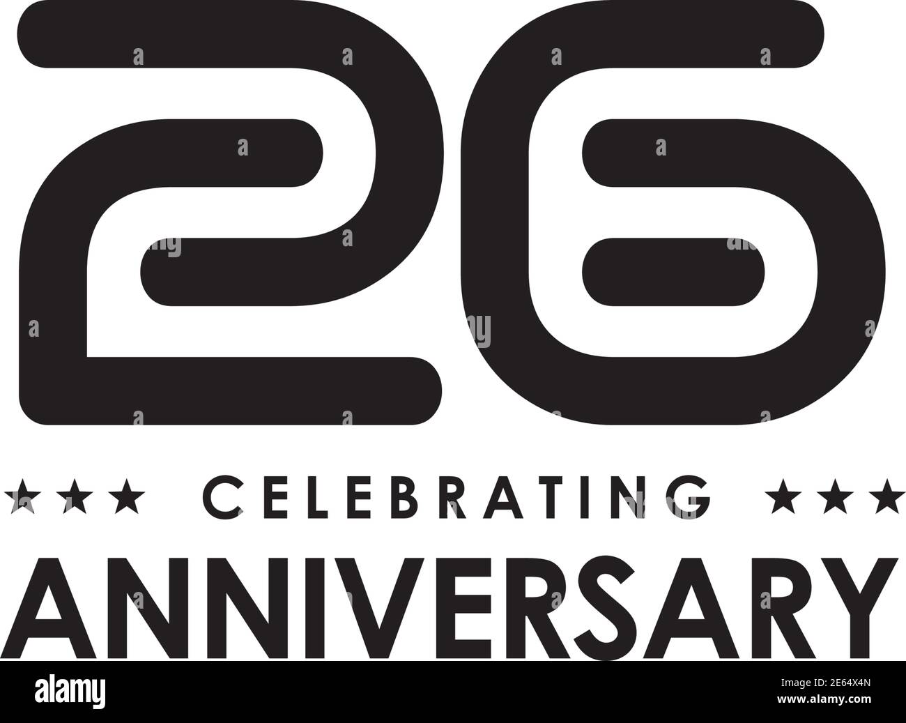 26th year anniversary emblem logo design vector template Stock Vector ...