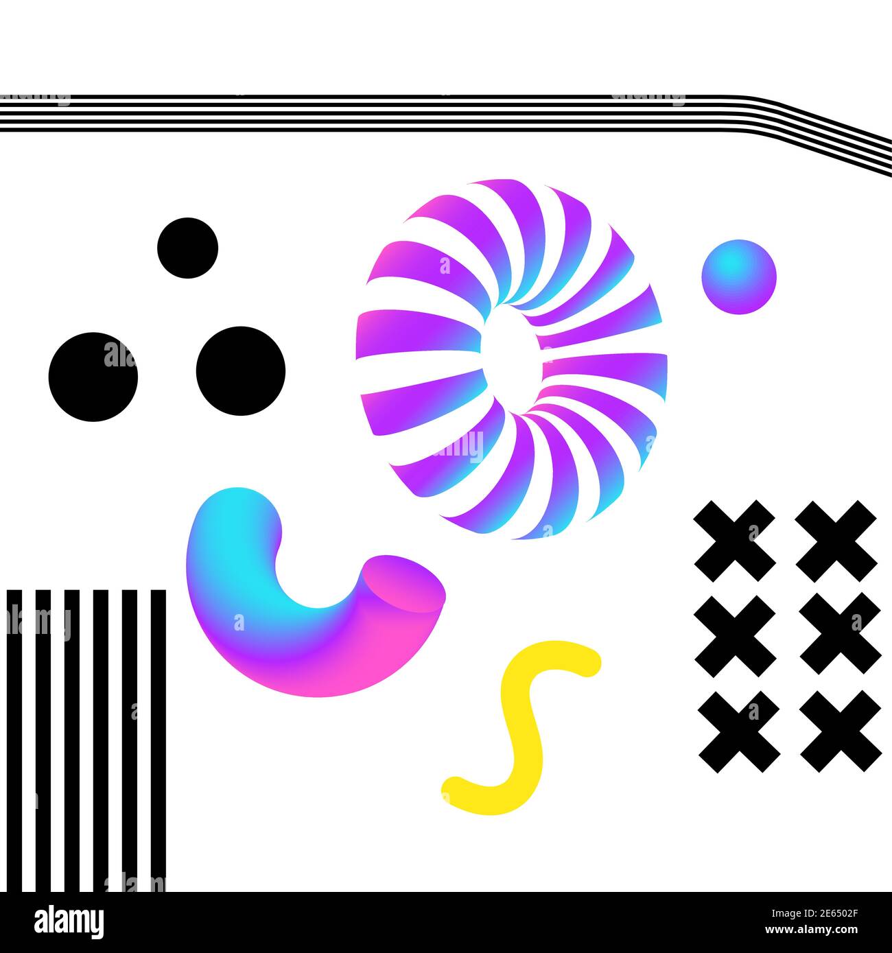 Vibrant 3d geometry and lines abstract collage. Vector design for ...