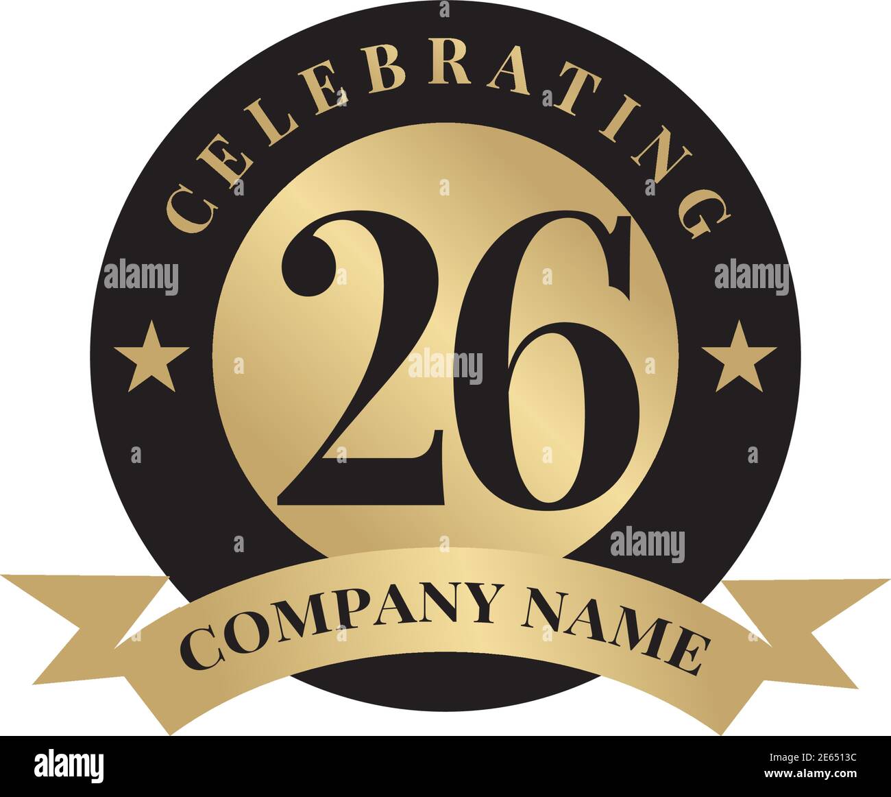 26th year anniversary emblem logo design vector template Stock Vector ...