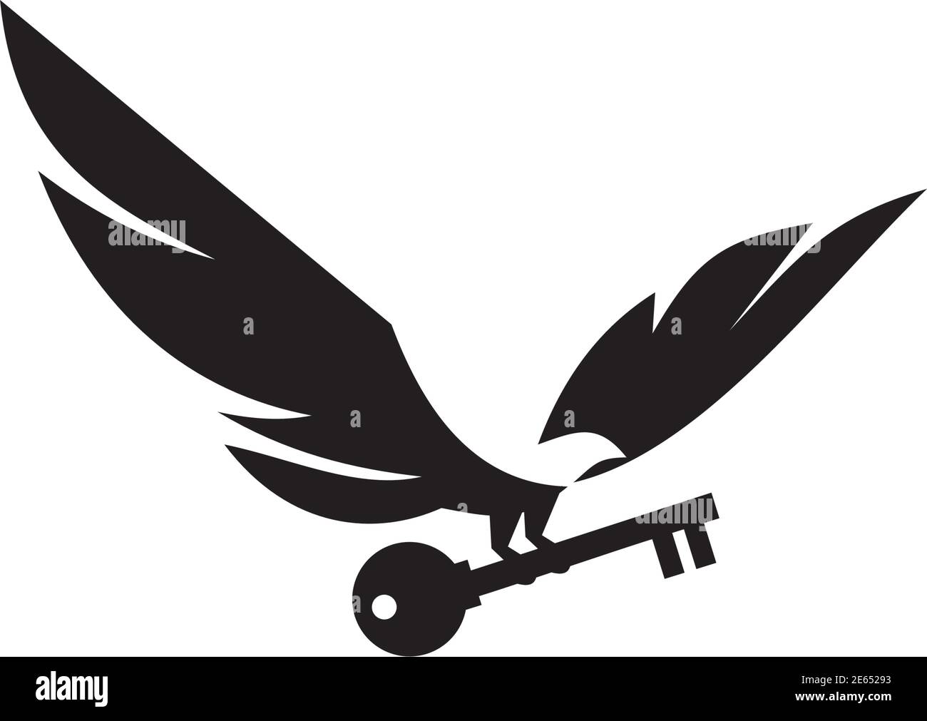 Flying black falcon is bringing key vector design template Stock Vector ...