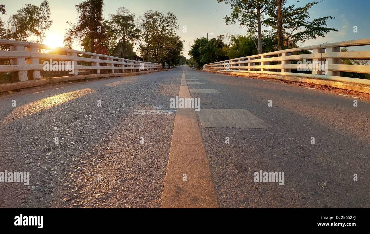 Roads and bridges in the countryside at sunset Stock Photo - Alamy